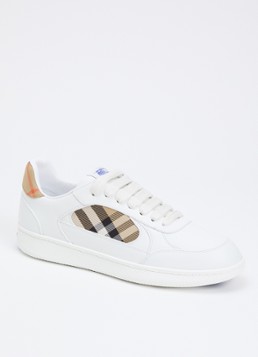 Burberry Terrace sneaker van kalfsleer met ruitdessin • Wit ...