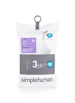 Simplehuman Afvalzakken code N 45-50L, 60 stuks • Wit • deBijenkorf.be