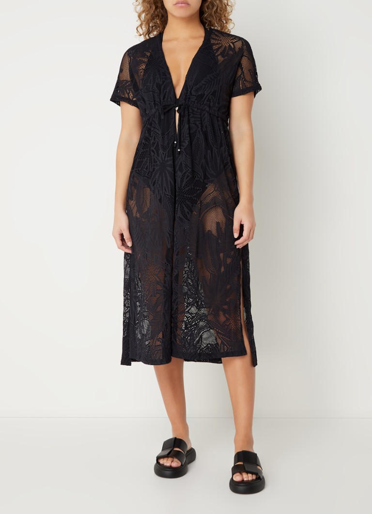 Banana Moon Elvie Cocobeach midi strandjurk met opengewerkt dessin ...