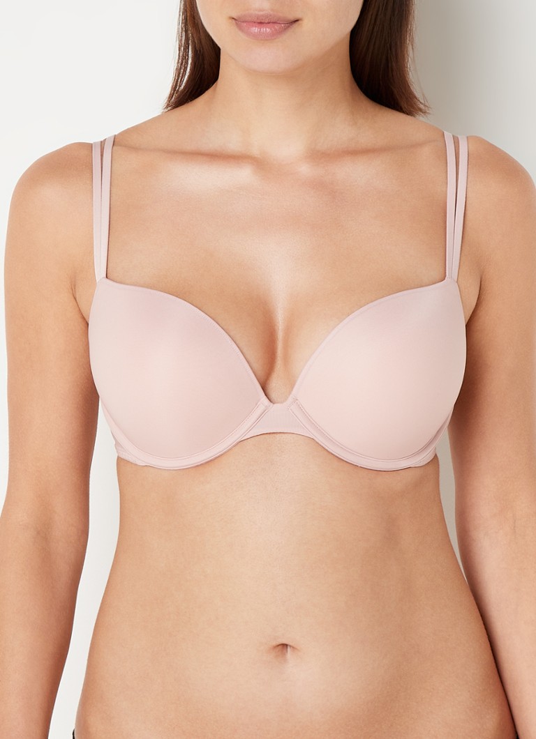 Calvin Klein Sheer Marquisette voorgevormde plunge push-up bh • Lichtroze • deBijenkorf.be