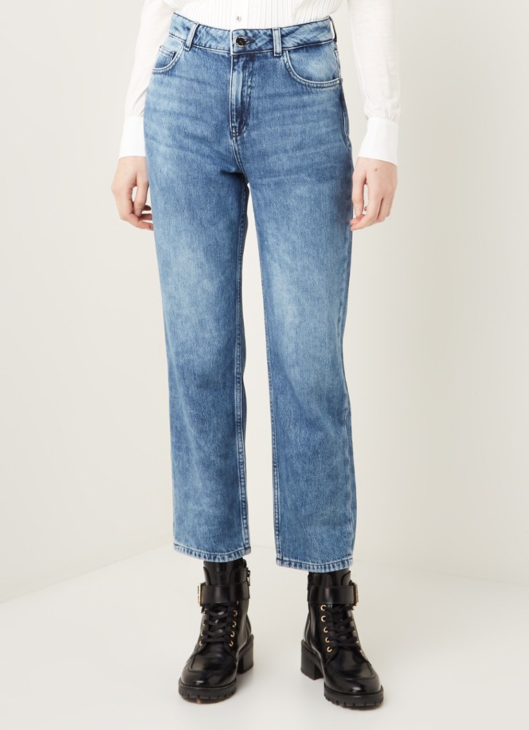 Claudie Pierlot Plage high waist straight fit cropped jeans met medium ...