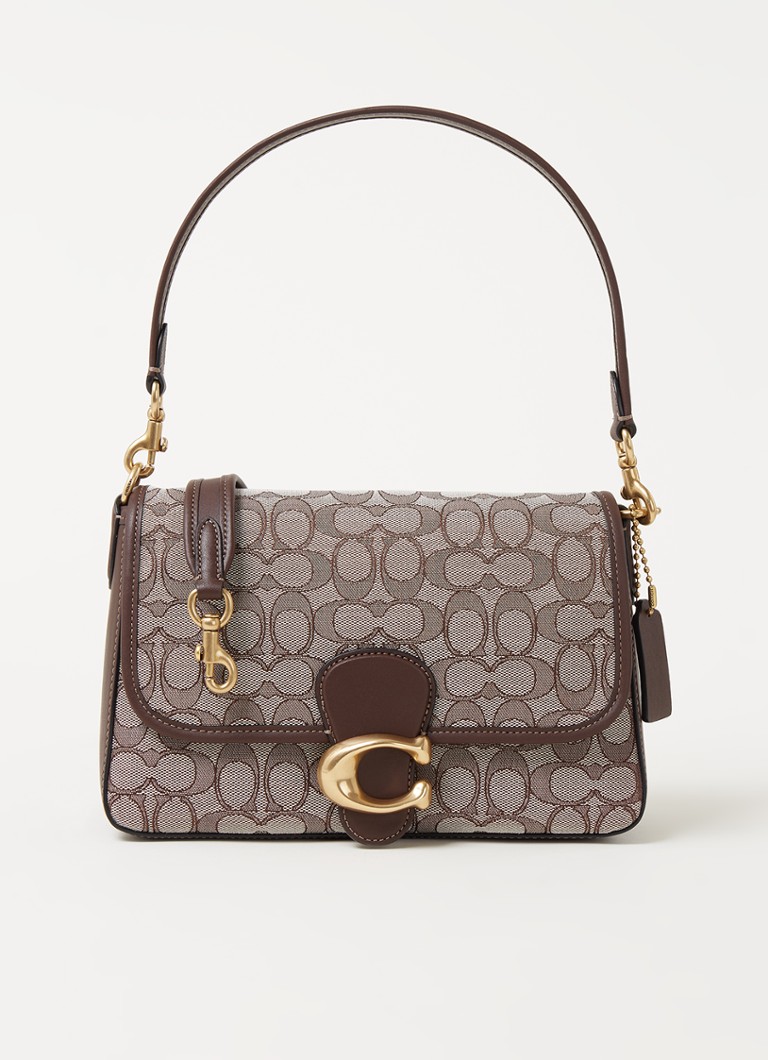 Coach Soft Tabby schoudertas van canvas met leren details • Donkerbruin • deBijenkorf.be