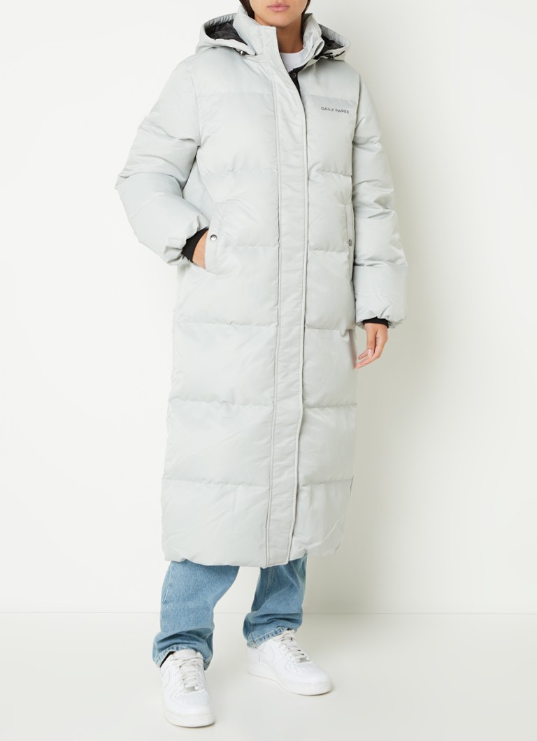 Daily Paper Epuffa longline puffer jas met afneembare capuchon en logo ...
