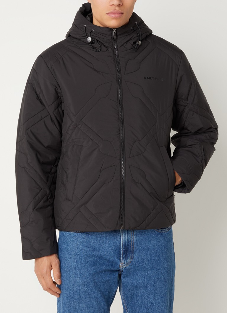 Daily Paper Spear gewatteerde jas met capuchon en logo • Zwart ...