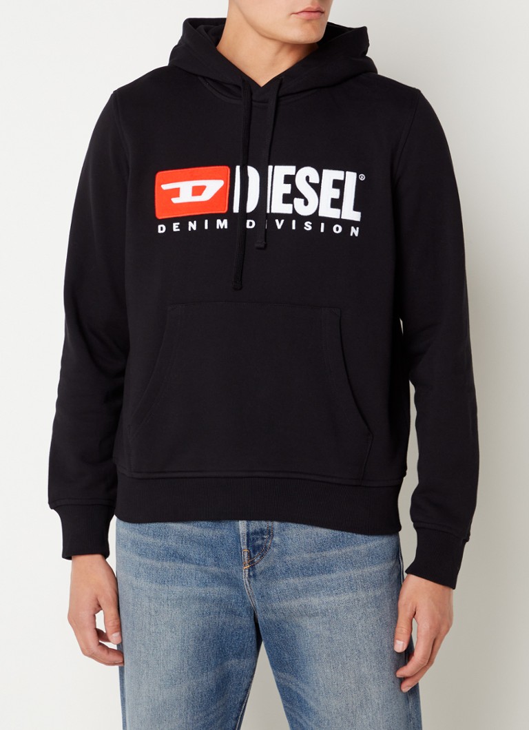 Diesel S-Ginn-Hood-Div hoodie met logoborduring • Zwart • deBijenkorf.be