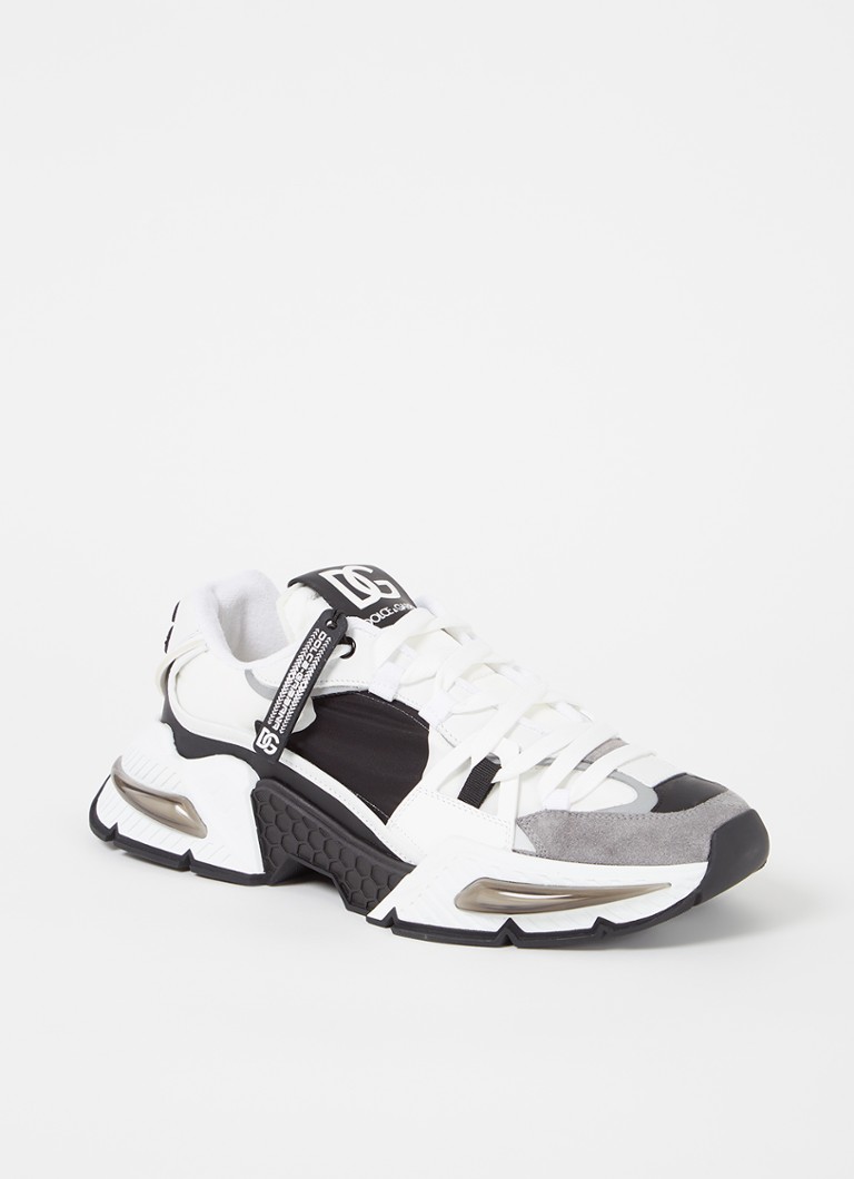 Dolce & Gabbana Airmaster sneaker met kalfsleren en suède details • Wit ...