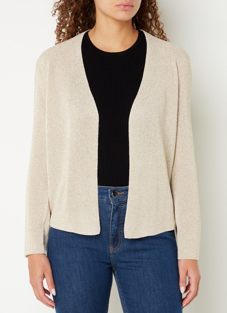 Gerard Darel Lexane fijngebreid openvallend vest met lurex • Beige • deBijenkorf.be