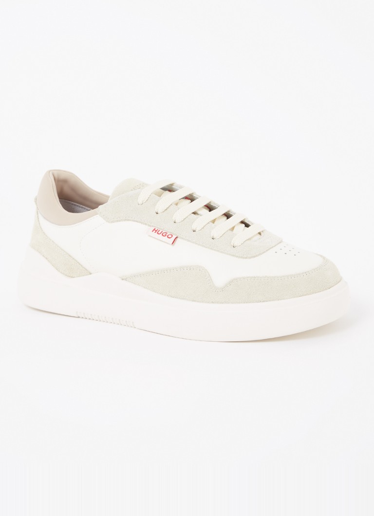 HUGO BOSS Blake sneaker van leer met suède details • Wit • deBijenkorf.be