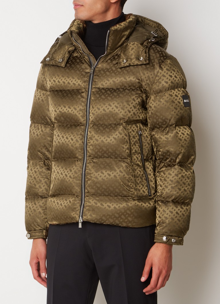 HUGO BOSS Corbinian1 puffer jack met logoprint en afneembare capuchon ...