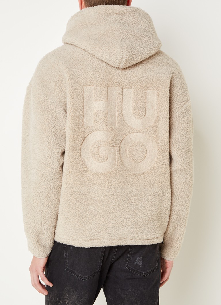 HUGO BOSS Dotato hoodie van teddy met halve rits • Donkerbeige ...