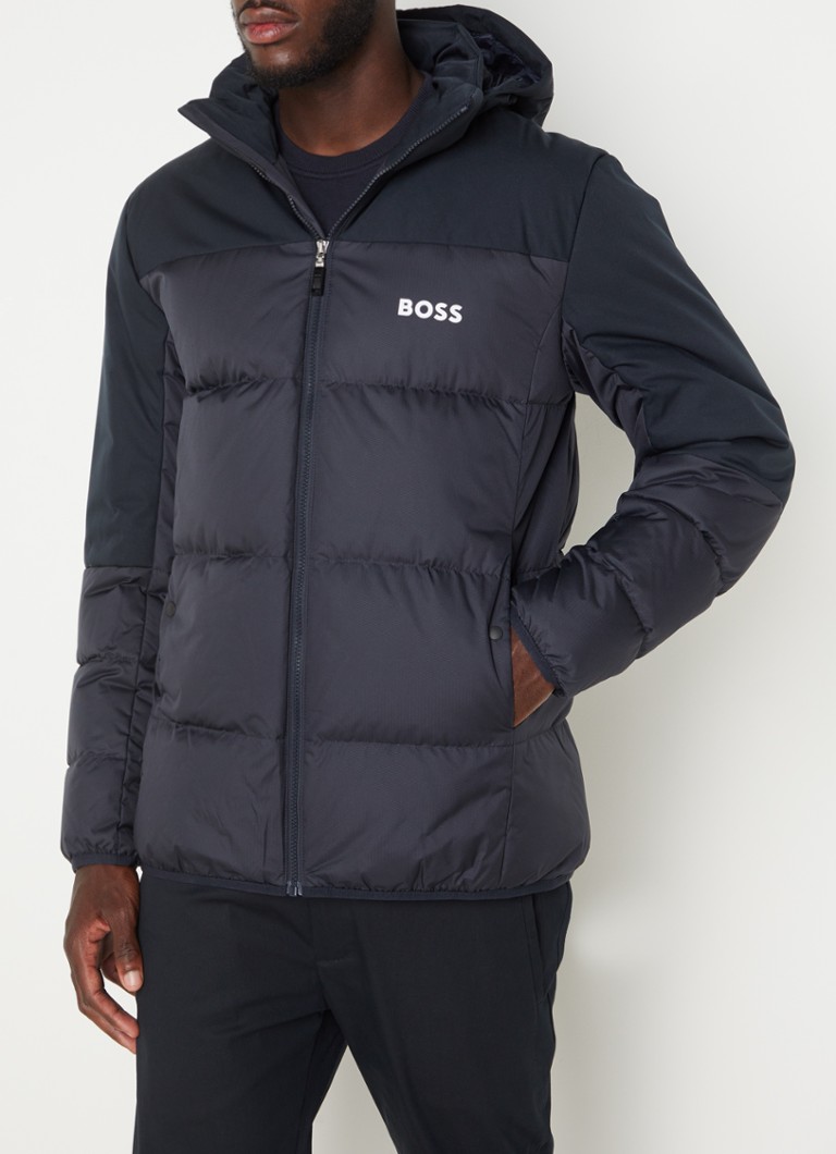 HUGO BOSS Hamar gewatteerde jas met donsvulling en logo • Donkerblauw ... HUGO BOSS Hamar gewatteerde jas met donsvulling en logo • Donkerblauw ...