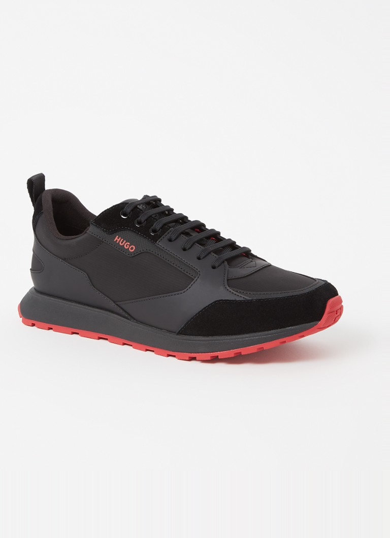 HUGO BOSS Icelin Runn sneaker met suède details • Zwart • deBijenkorf.be