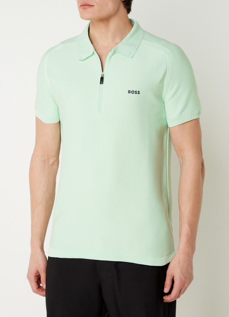 HUGO BOSS Zayno regular fit polo met logo en halve rits • Lichtgroen ...