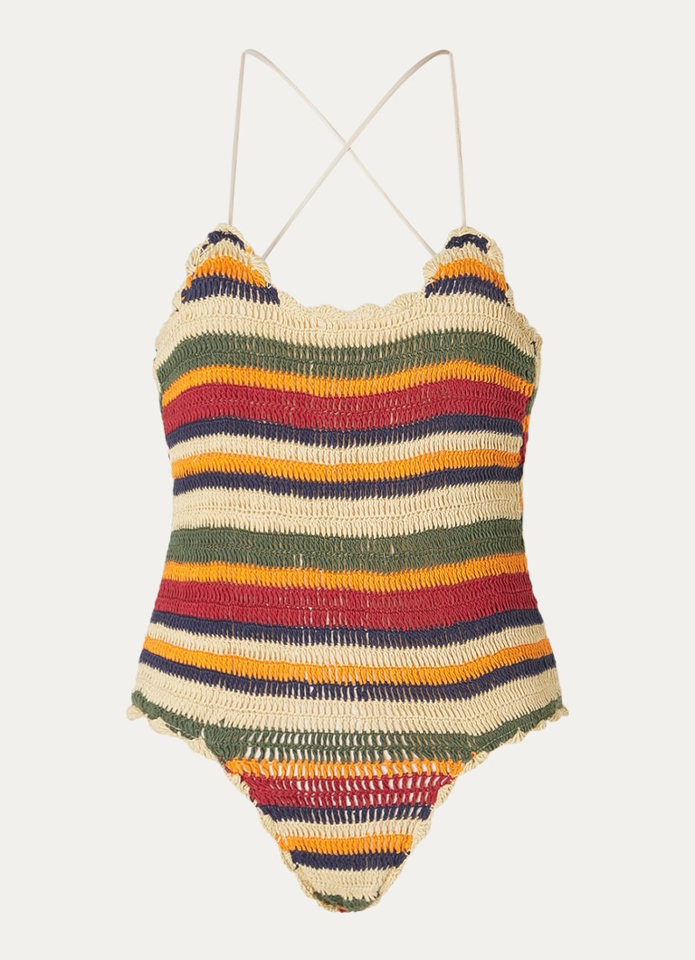 It's Now Cool The Crochet badpak met streepprint • Olijfgroen ...