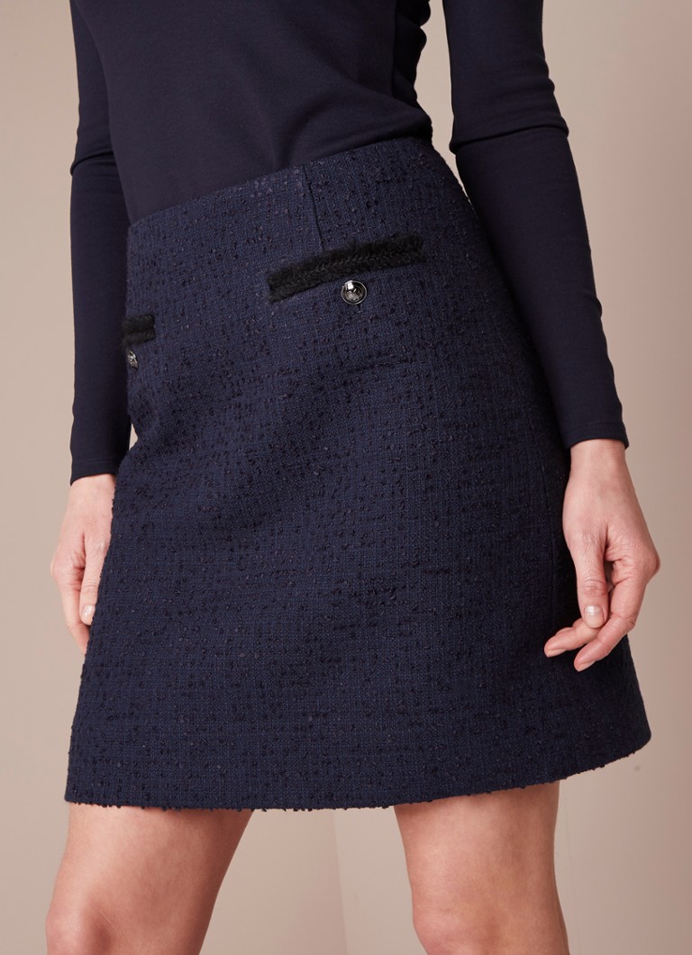 L.K.Bennett Charlee minirok van bouclé • Donkerblauw • deBijenkorf.be