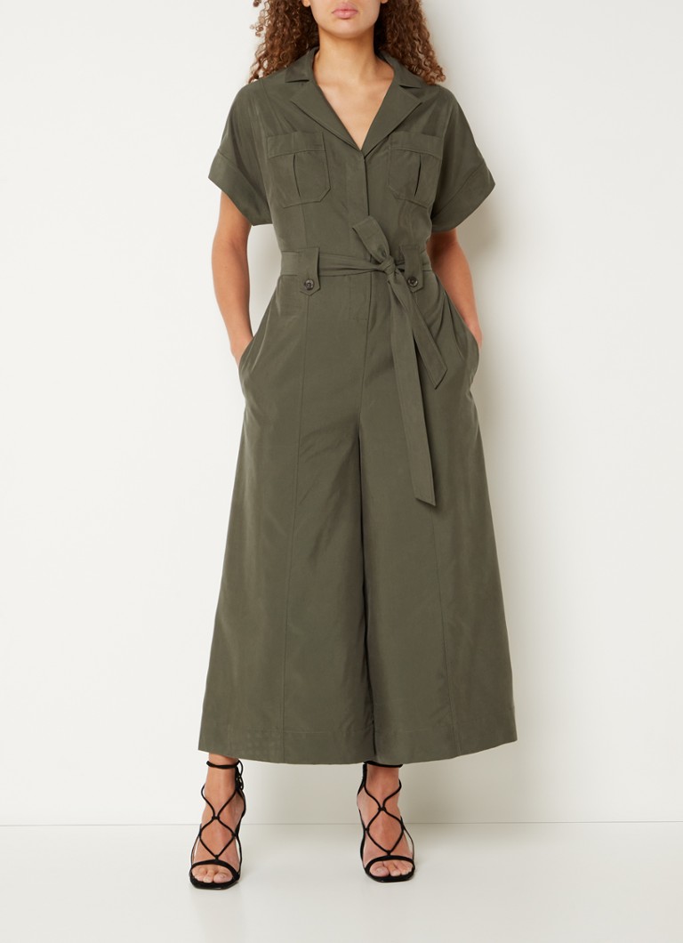 L.K.Bennett Isla wide fit jumpsuit in lyocellblend met strikceintuur ...