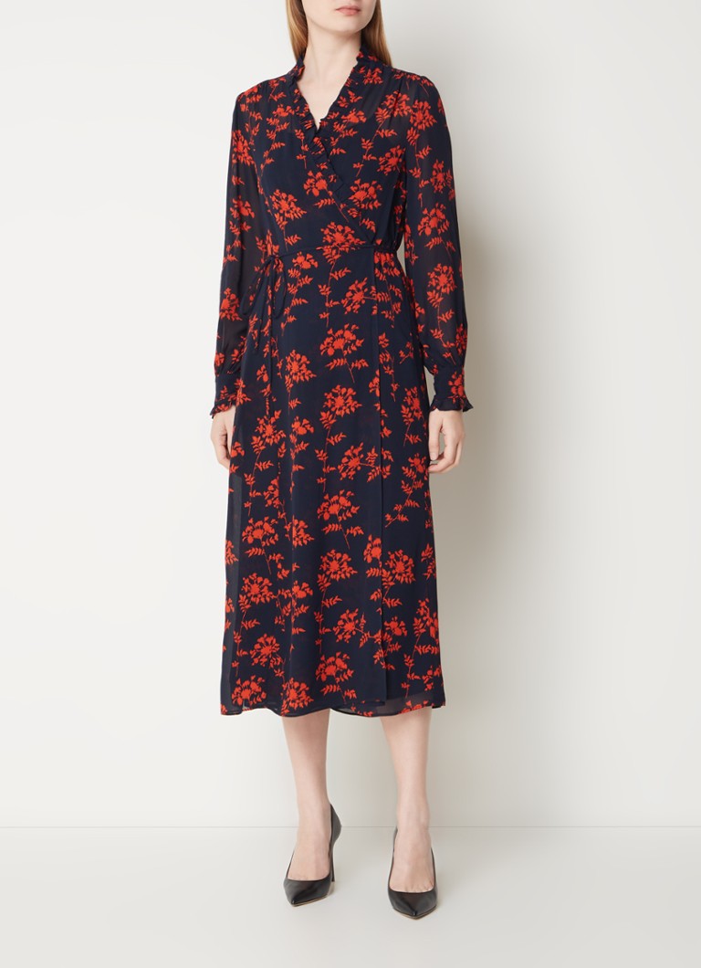 L.K.Bennett Odetta midi wikkeljurk met bloemenprint • Multicolor ...