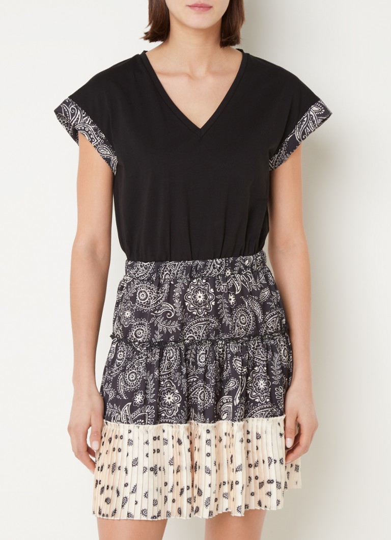 Liu Jo Mini jurk met paisley print en inzet van satijn • Zwart ... Liu Jo Mini jurk met paisley print en inzet van satijn • Zwart ...
