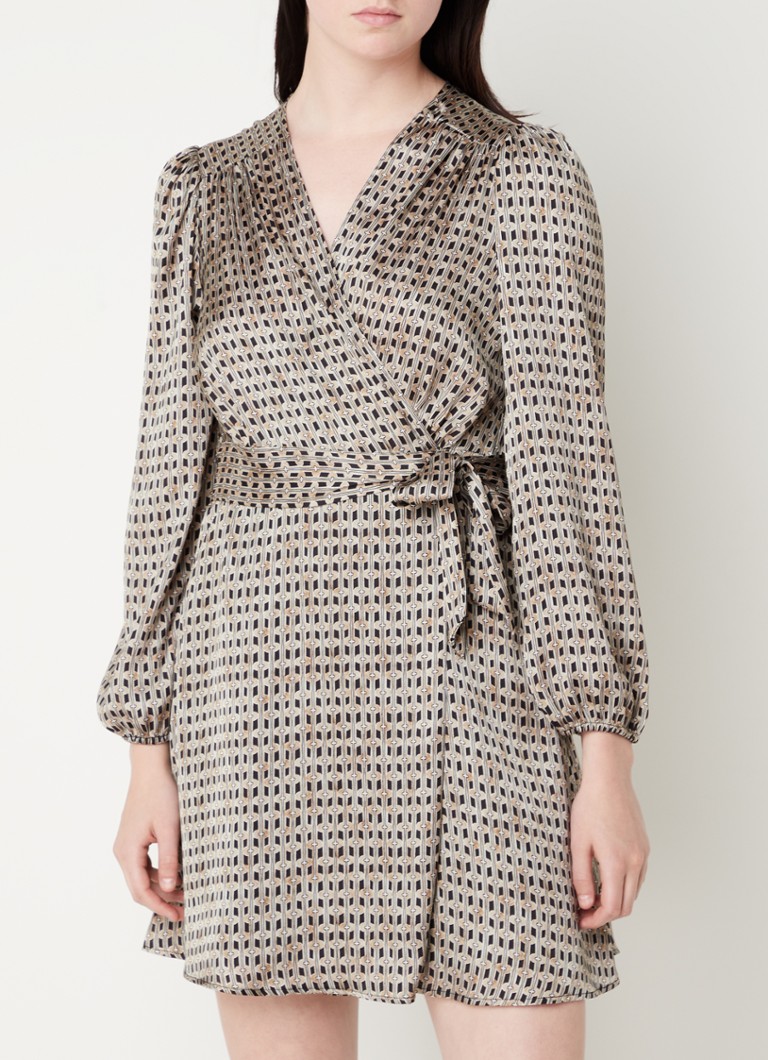 Liu Jo Mini wikkeljurk van satijn met grafische print • Donkerbeige ... Liu Jo Mini wikkeljurk van satijn met grafische print • Donkerbeige ...