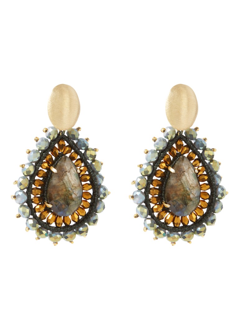 LOTT. gioielli Berber L statement oorbellen met steen • Groen ...