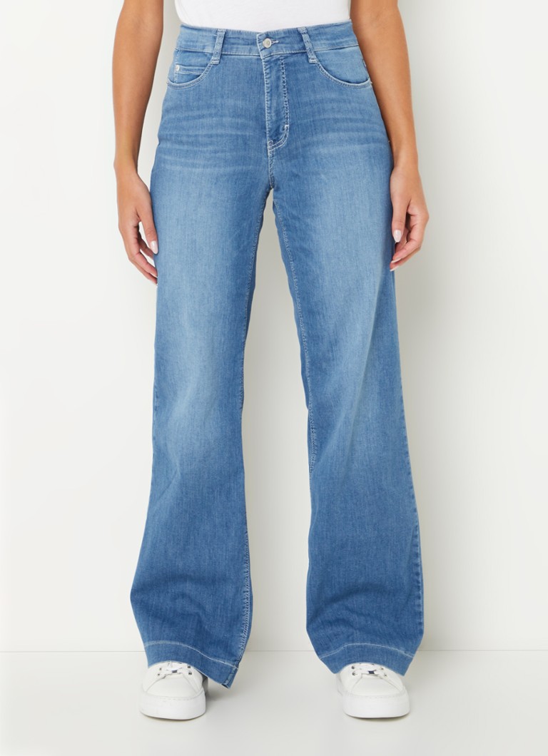 MAC Dream high waist wide leg jeans met steekzakken • Indigo ...