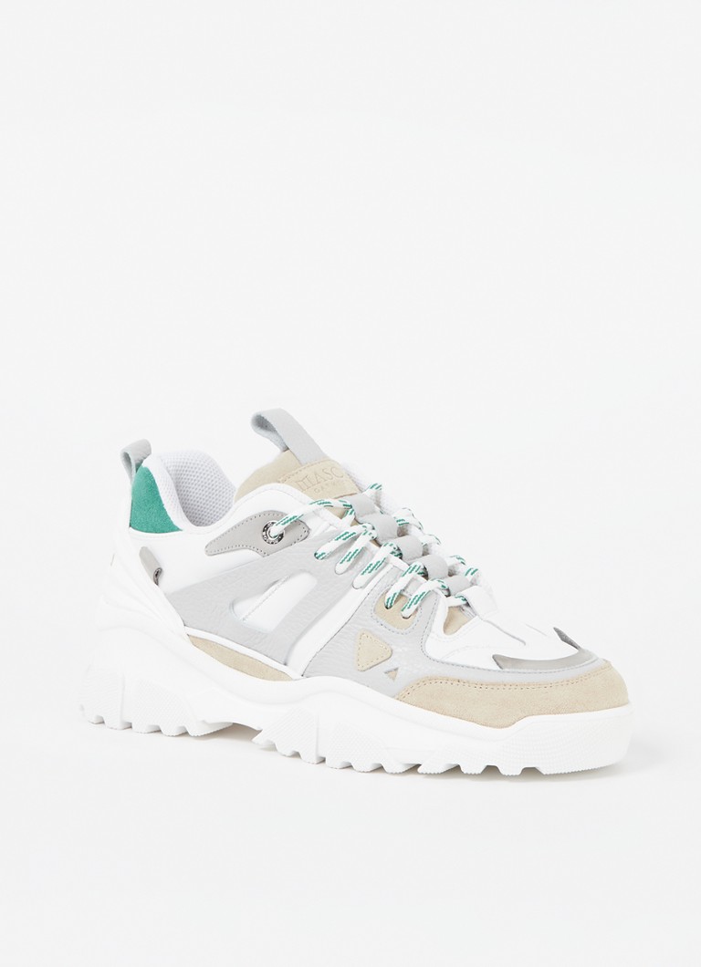 Mason Garments Genova sneaker van leer met suède details • Wit ...