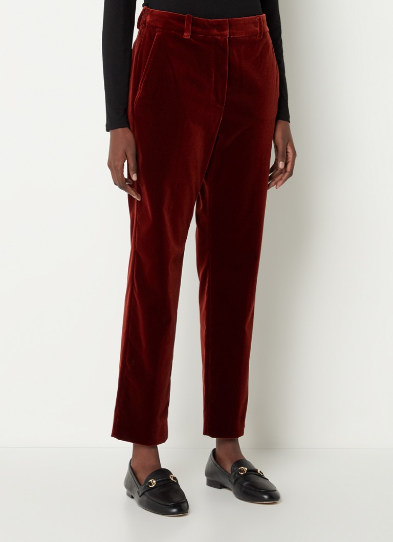 MaxMara Rolf high waist straight fit broek van fluweel • Donkerrood ...