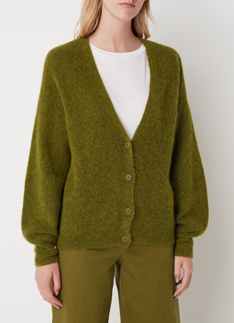 MOS MOSH Thora grofgebreid vest in alpaca wolblend • Mosgroen • deBijenkorf.be