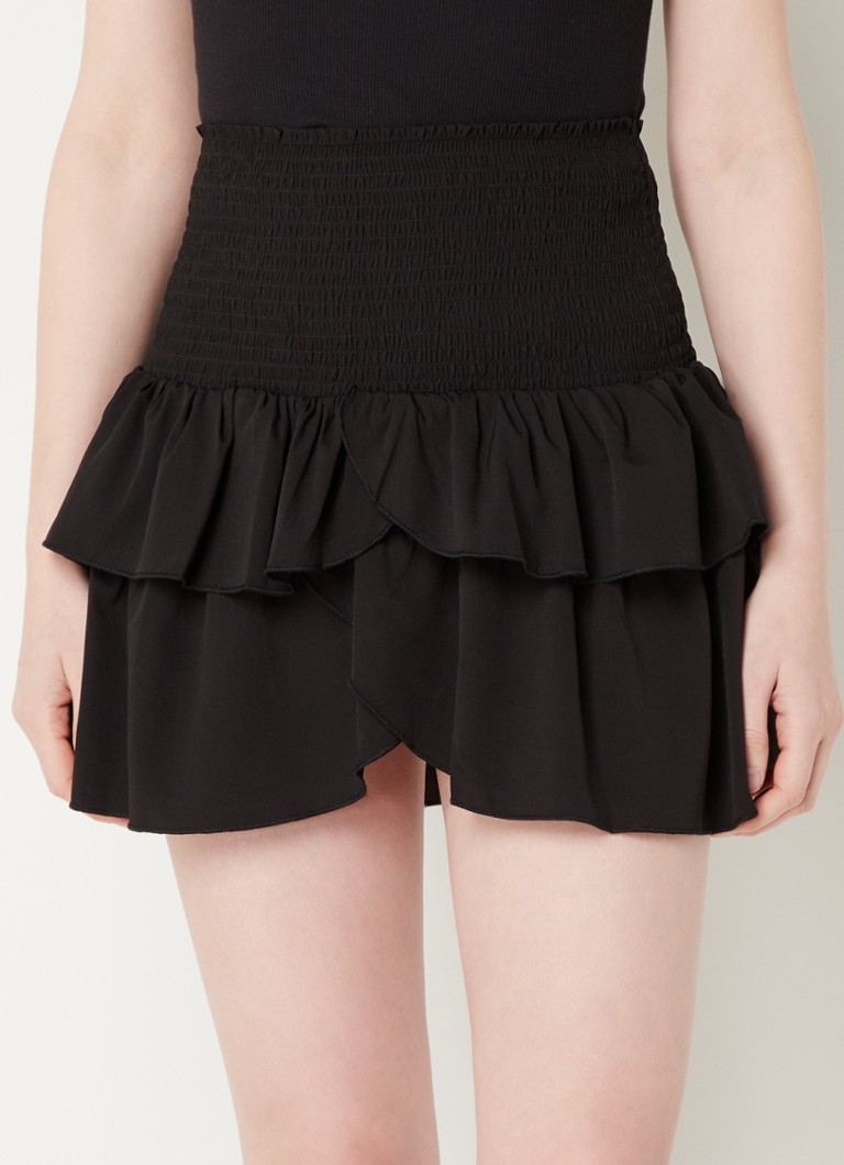 Neo Noir Carin mini rok met smockwerk en volant • Zwart • deBijenkorf.be