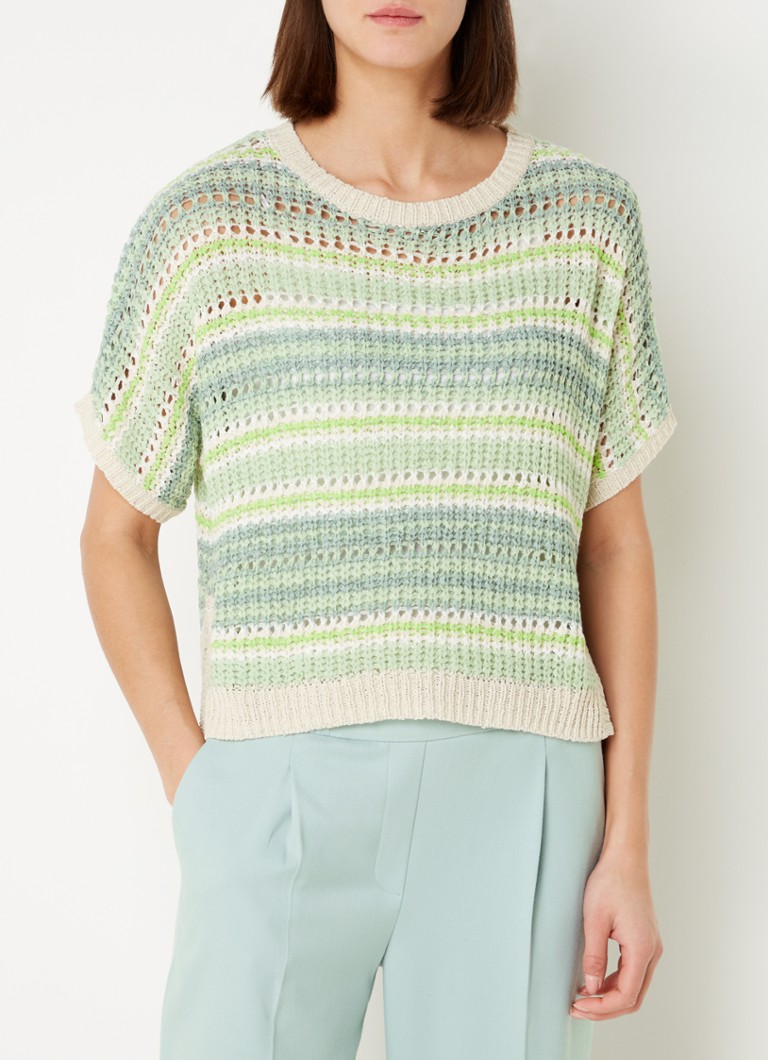 OPUS Punissa grofgebreide top met opengewerkt dessin • Groen • deBijenkorf.be