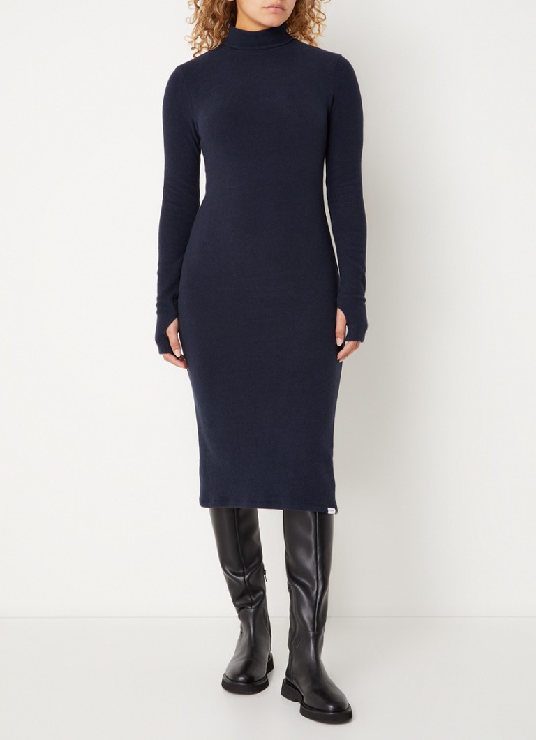 Penn & Ink Fijngebreide midi jurk met col • Donkerblauw • deBijenkorf.be