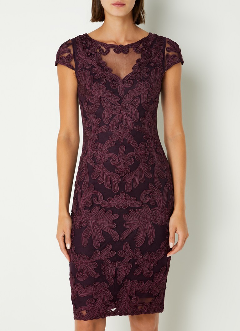 Phase Eight Agatha mini jurk van mesh met borduring • Aubergine ...