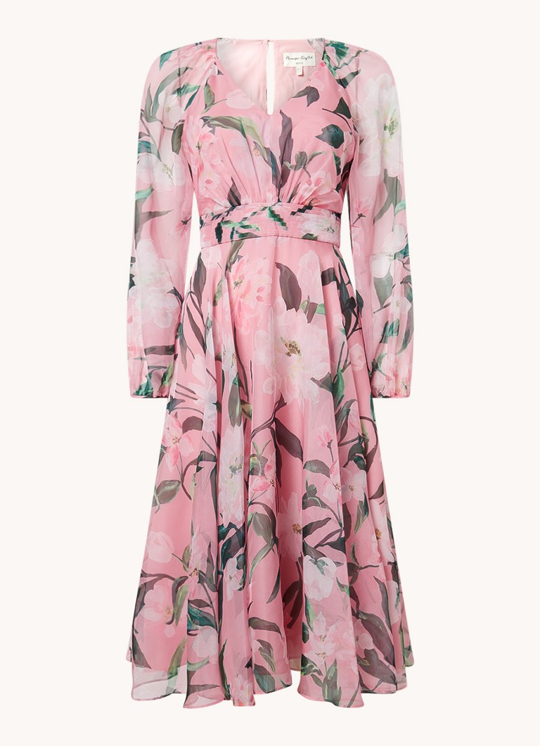 Phase Eight Petite Lina midi jurk met ballonmouw en bloemenprint ...