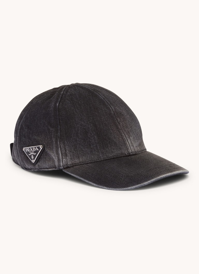 Prada Baseball pet van denim met logo • Zwart • deBijenkorf.be