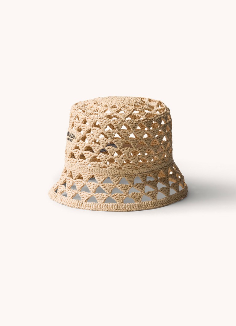 Prada Bucket hoed met logo • Zand • deBijenkorf.be