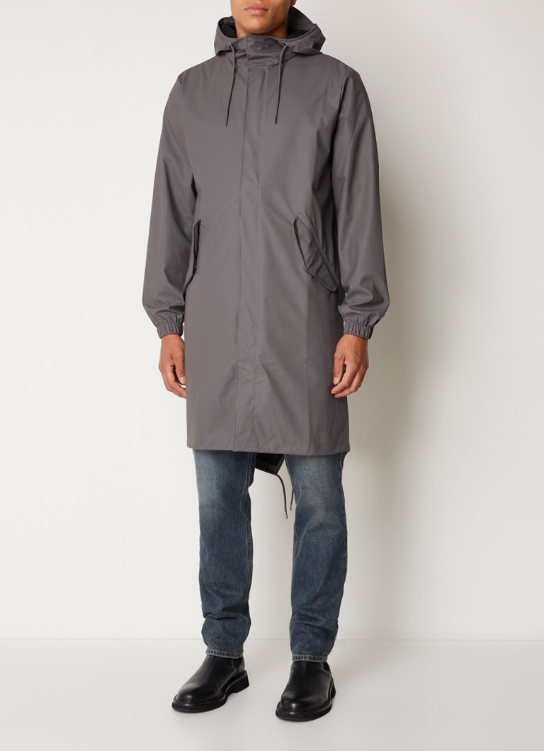 Rains Fishtail parka met waterafstotende coating en klepzakken • Grijs ...