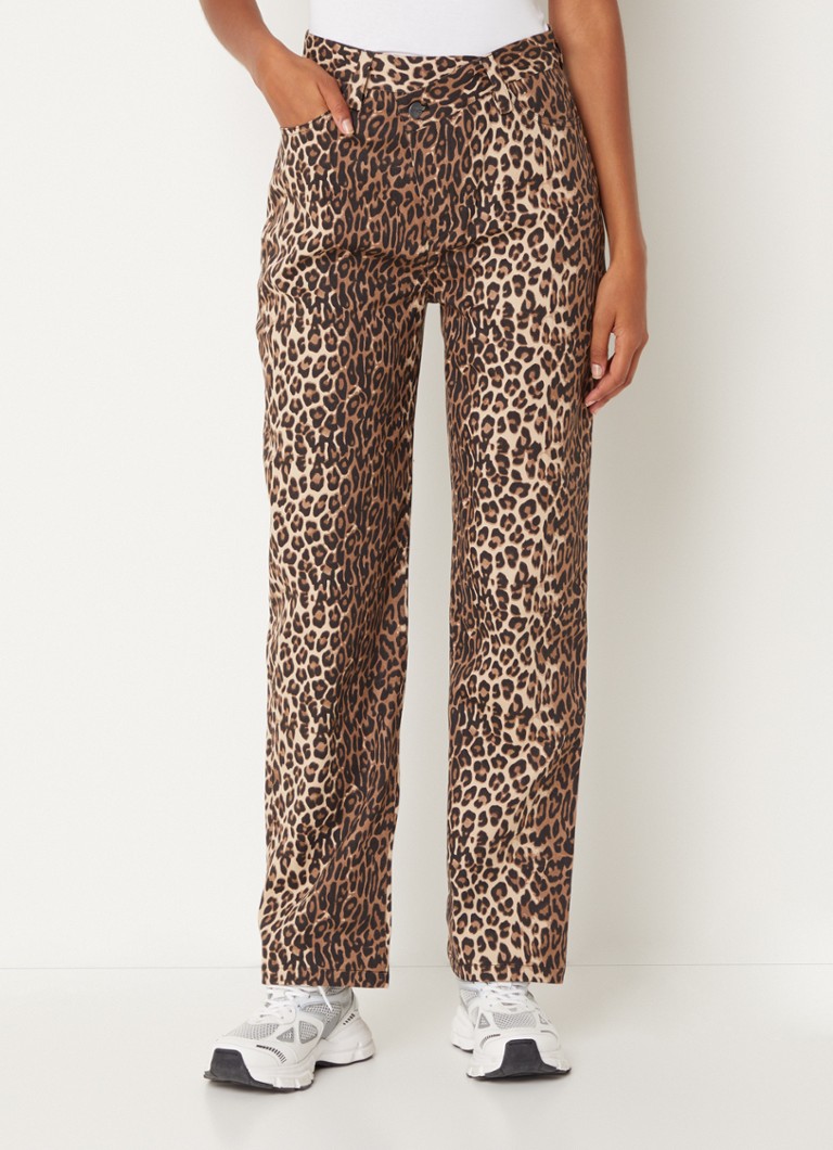 Refined Department Reba high waist straight fit jeans met panterprint ...