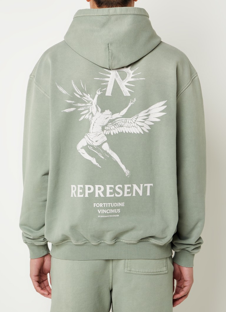 Represent Icarus hoodie met logo- en backprint • Lindegroen ...