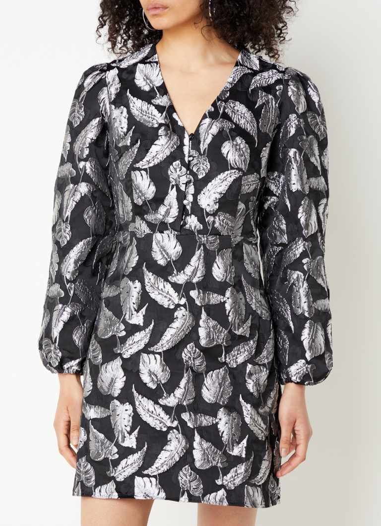 Selected Femme Paula mini jurk met jacquard dessin • Zwart • deBijenkorf.be