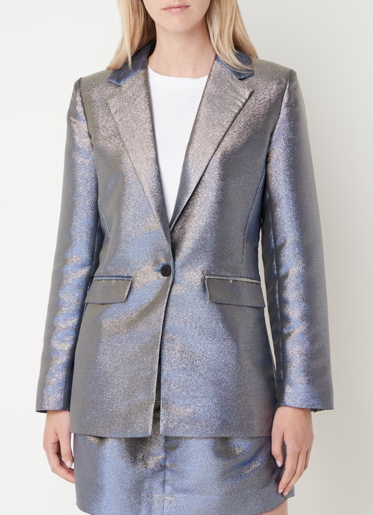 Sofie Schnoor Blazer met klepzakken en metallic finish • Blauw ...