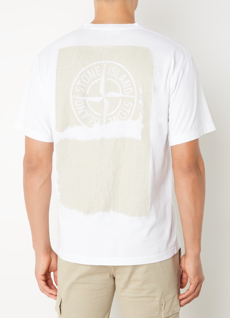 Stone Island 2RC89 T-shirt met logo- en backprint • Wit • deBijenkorf.be