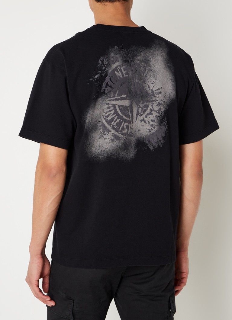 Stone Island 2RCE6 T-shirt met logo- en backprint • Zwart • deBijenkorf.be