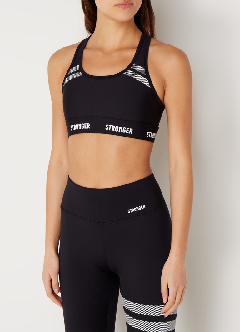 STRONGER Hero sport bh met medium support en logoband • Zwart ...