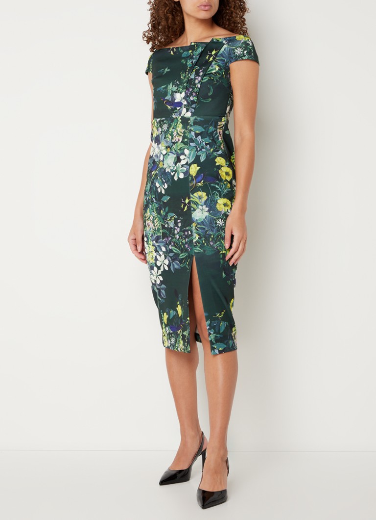 Ted Baker Divena off shoulder midi jurk met bloemenprint • Groen ...
