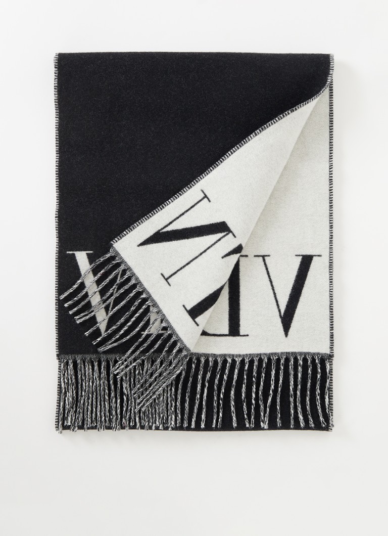 Valentino Garavani Sjaal in kasjmierblend met logo 180 x 35 cm • Zwart • deBijenkorf.be