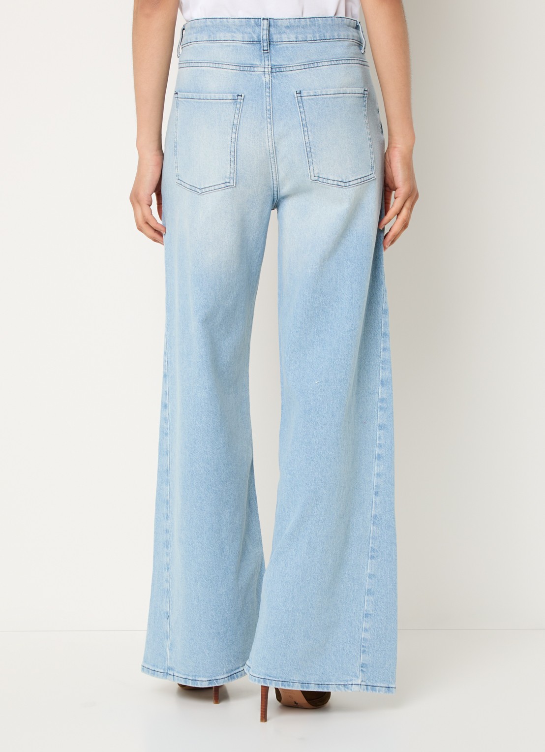 by-bar Sen high waist wide leg jeans met lichte wassing • Indigo ...