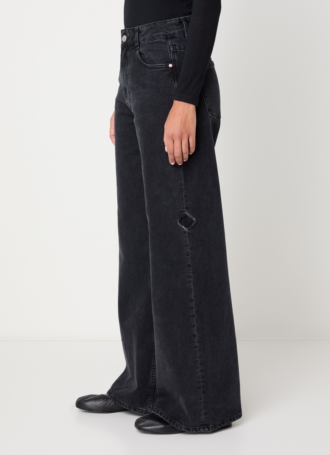 LES Atelier Laura high waist wide leg jeans met steekzakken • Zwart ...