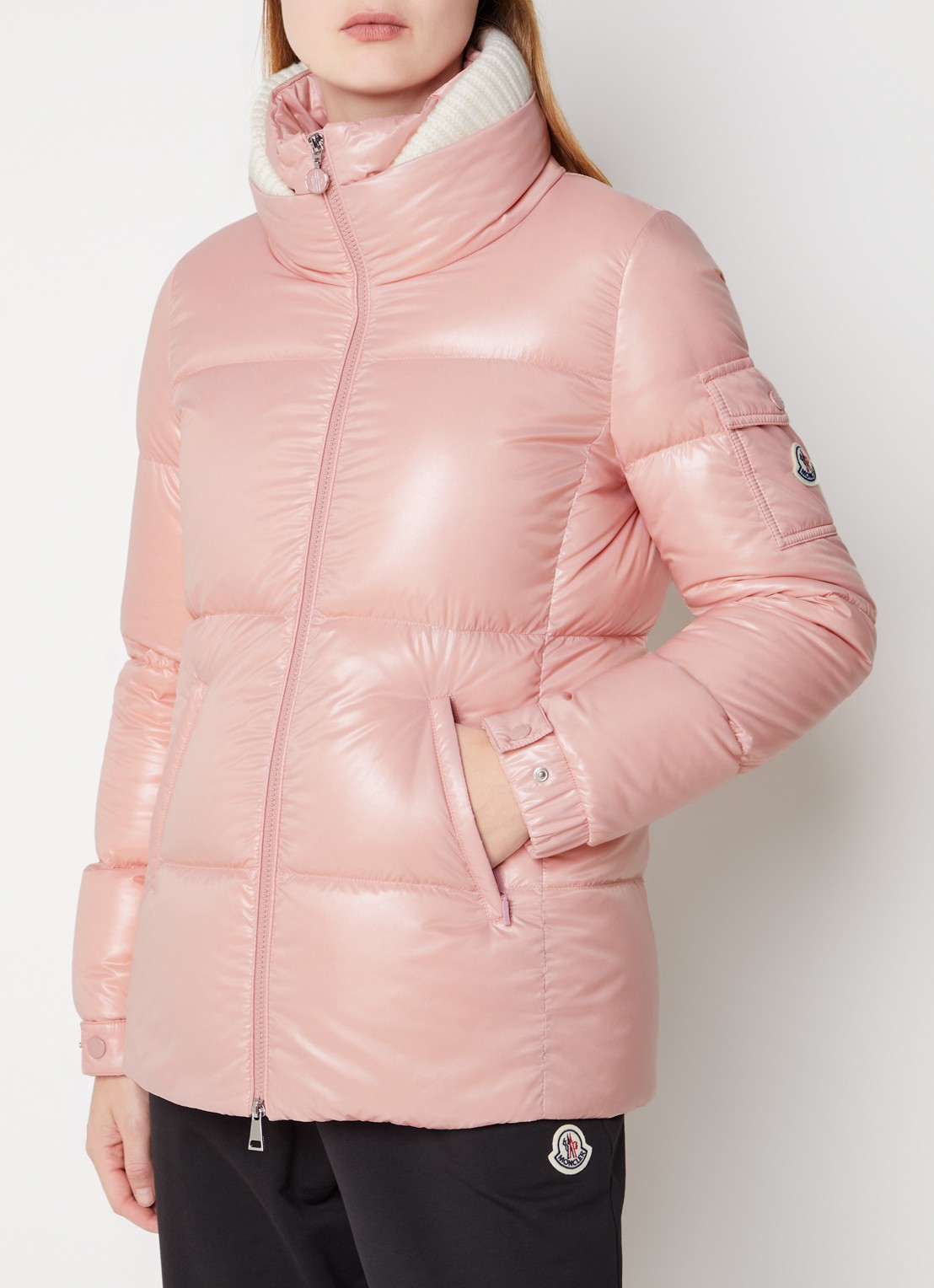 Moncler Vistule puffer jack met donsvulling en logoborduring • Roze ...