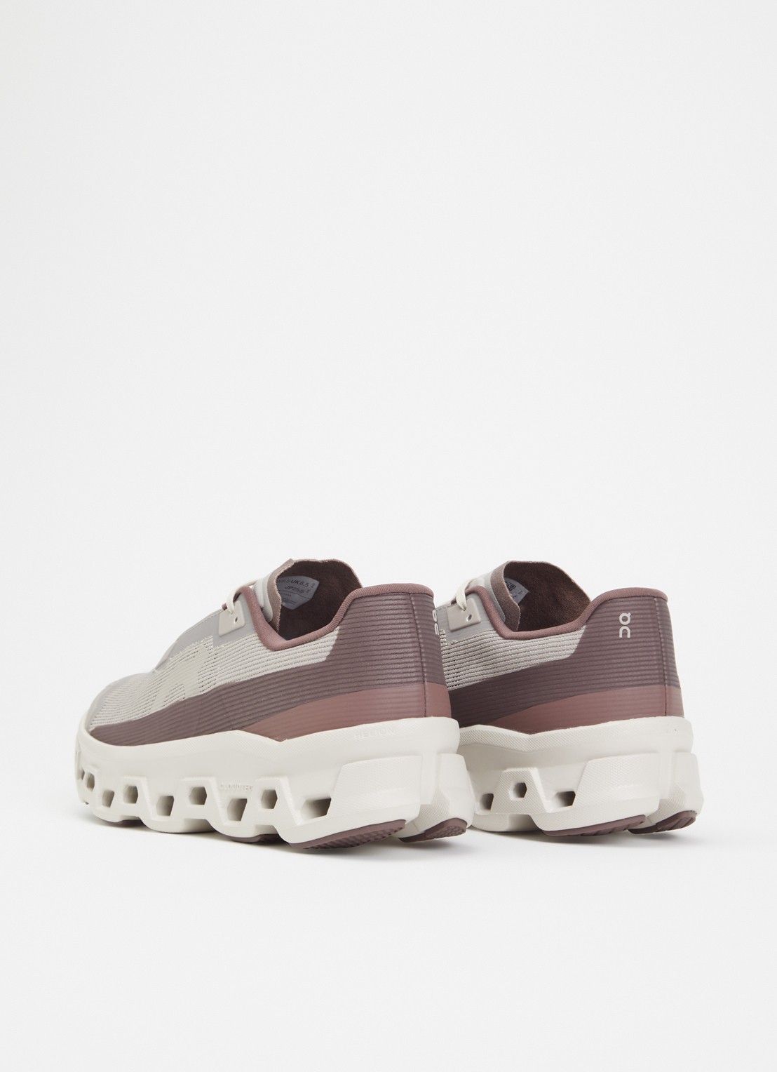 On Cloudmonster Void sportschoen van mesh met gebreid bovenwerk • Taupe ...