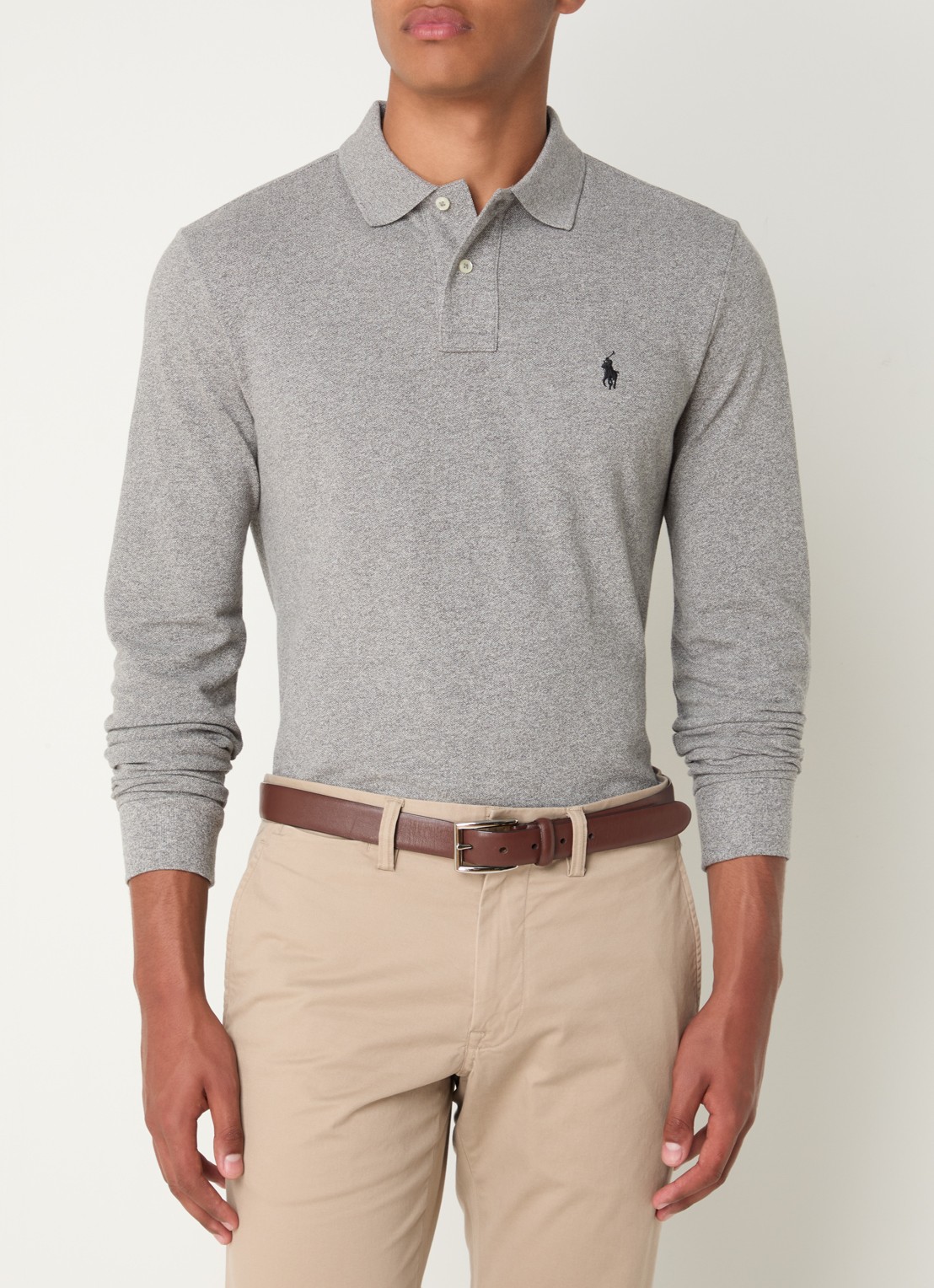 Ralph Lauren Custom Slim fit polo van piqué katoen met lange mouw ...